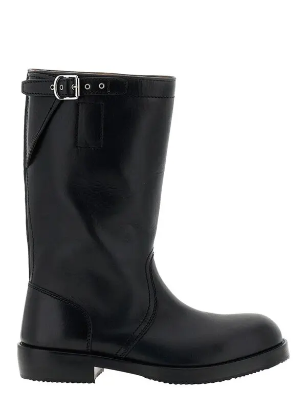 Dries Van Noten Stivali Bikers In Pelle - Nero