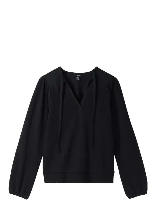 HATLEY Cotton Jersey V-neck Top - Caviar
