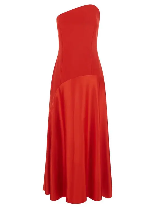 Solace London Edison' Red Sleeveless Midi Dress With Asymmetric Neckline In Fabric For - Multicolor