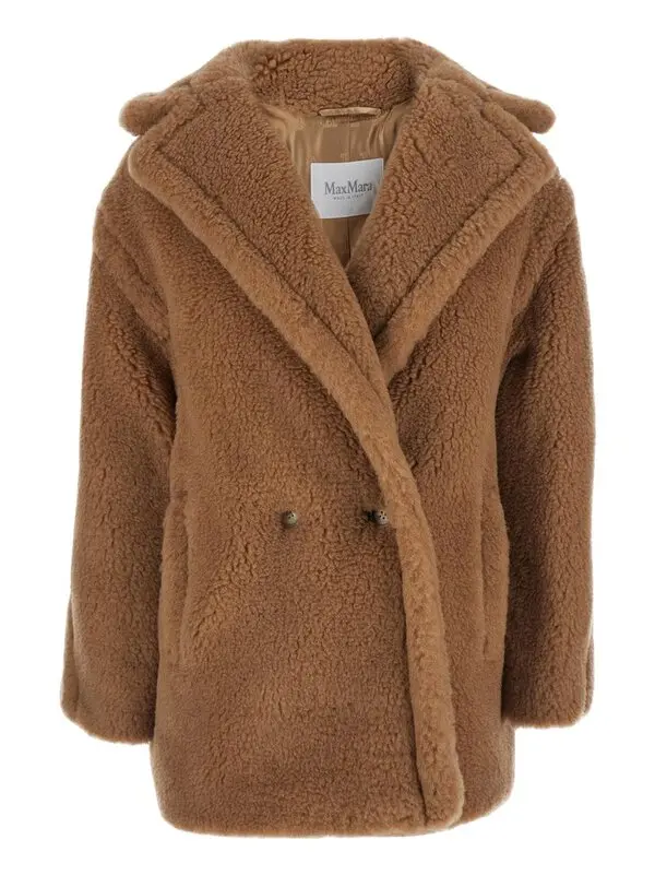 Max Mara Dramma' Beige Double-breasted Coat With Maxi Notched Revers And Two Welt Pockets On The Front In Wool Blend For - Multicolor