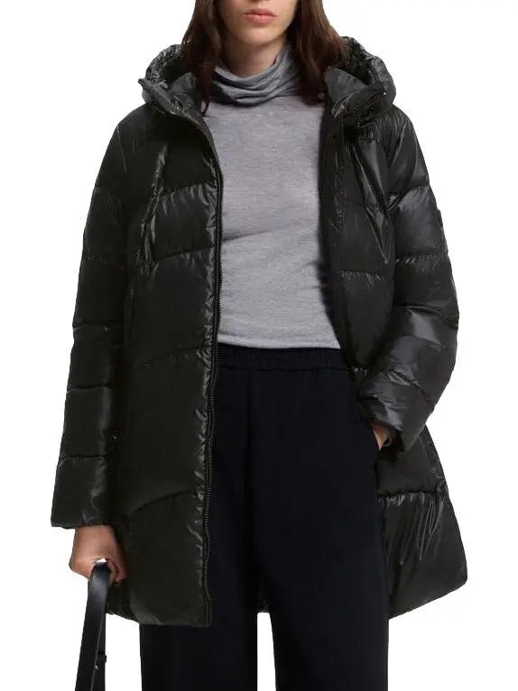 BOSS Pepula Water Repellent Belted Puffer Coat - Black
