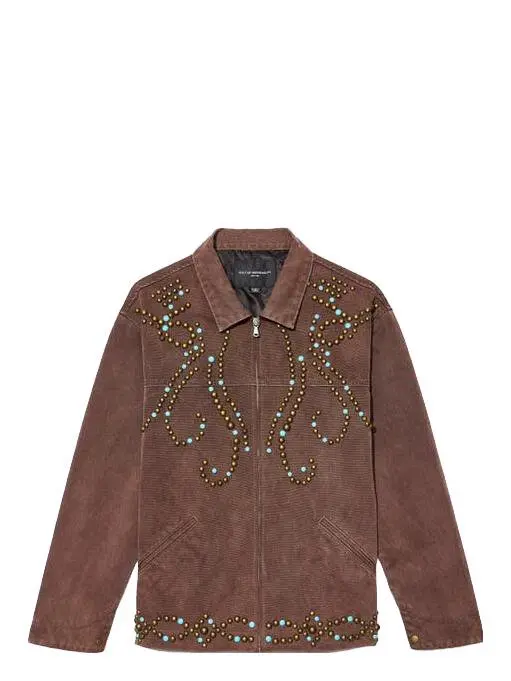 CULT OF INDIVIDUALITY Canvas Workwear Jacket With Studded Detail - Pinecone