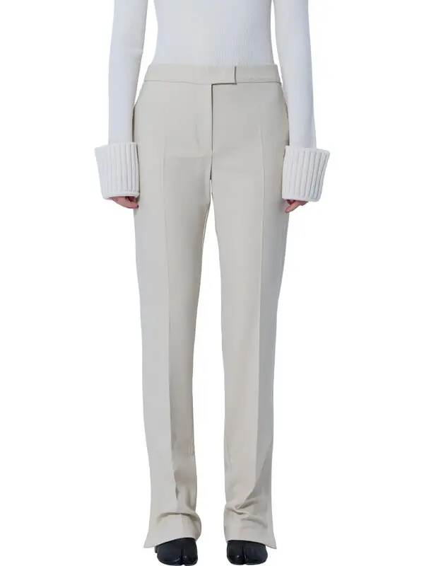 Sportmax Tailored Wool Grain-de-poudre Trousers - Cream