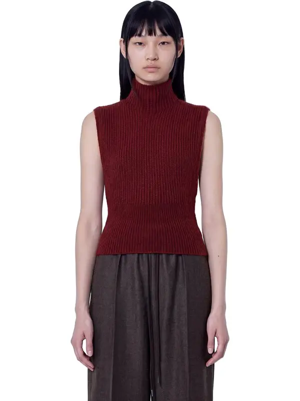 Max Mara Ribbed Sleeveless Turtleneck Top - Multicolor