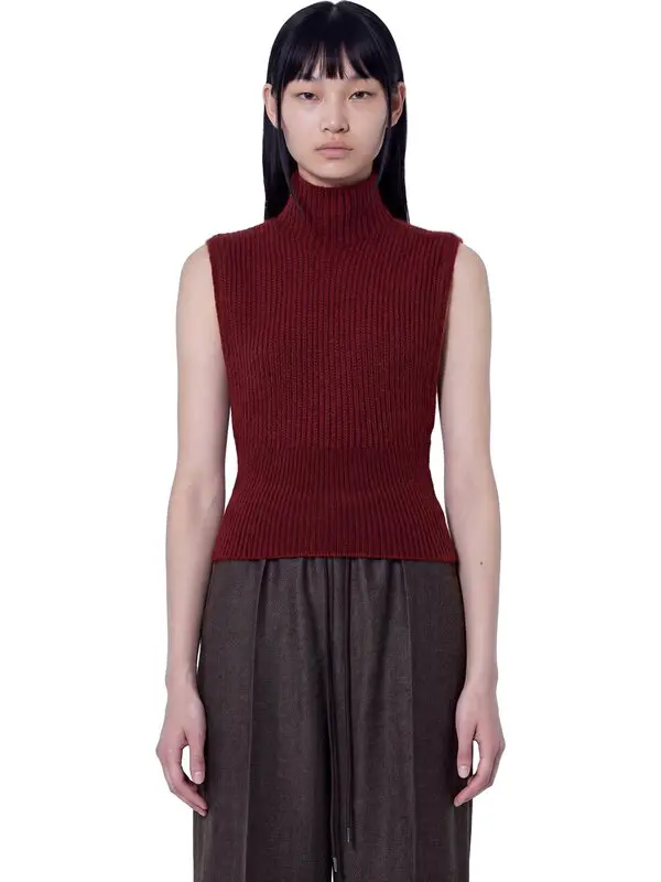 Max Mara Ribbed Sleeveless Turtleneck Top - Multicolor