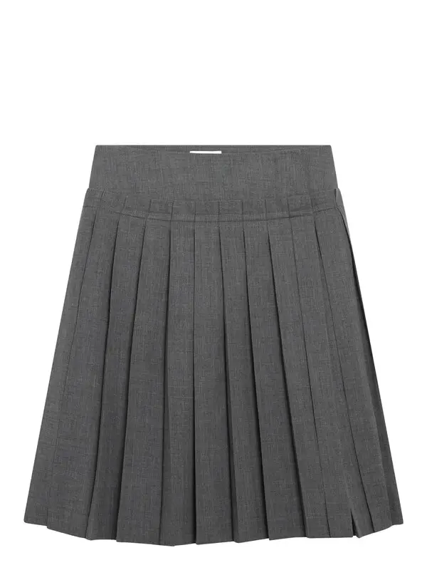 AMI Paris Carbon Pleated Mini Skirt In Virgin Wool - Grey