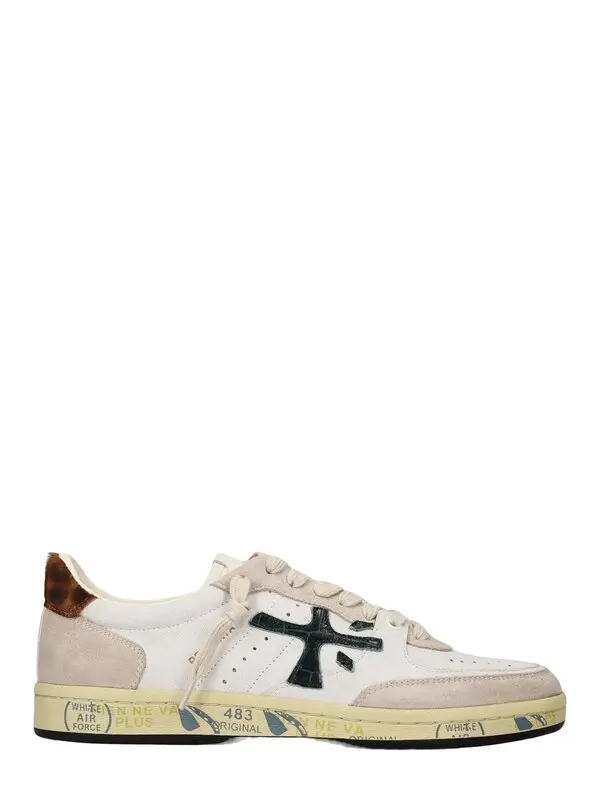 Premiata Suede & Leather Accent Sneakers With Cushioned Rubber Sole - White