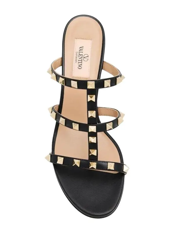 Valentino Garavani 60mm Rockstud Caged Block-heel Slide Sandals - Nero