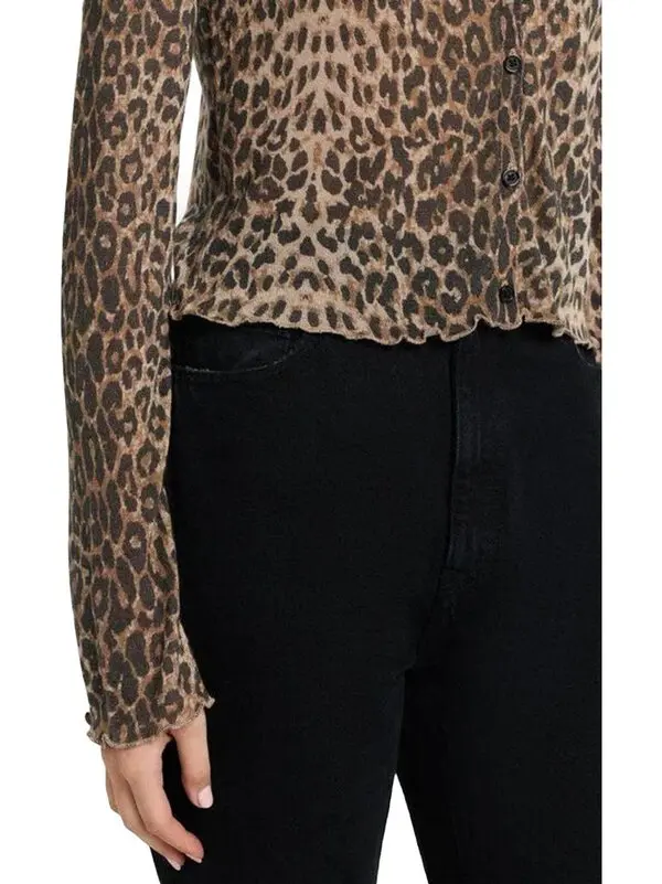 RE/DONE Isabelle Rib-knit Cardigan - Leopard