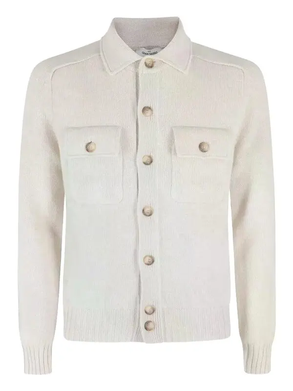 GRAN SASSO Button-up Chest-pocket Cardigan - Neutrals
