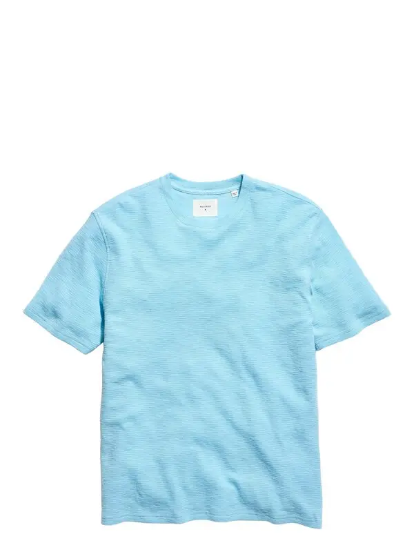 Billy Reid Short Sleeve Slub Tuck Crew - Blue