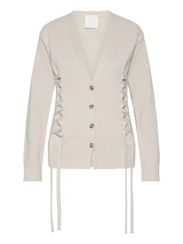 Marella Wool Lace-up Cardigan - Beige