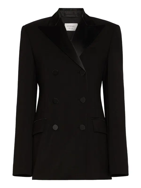 Sportmax Double-breasted Stretch Wool Jacket - Black