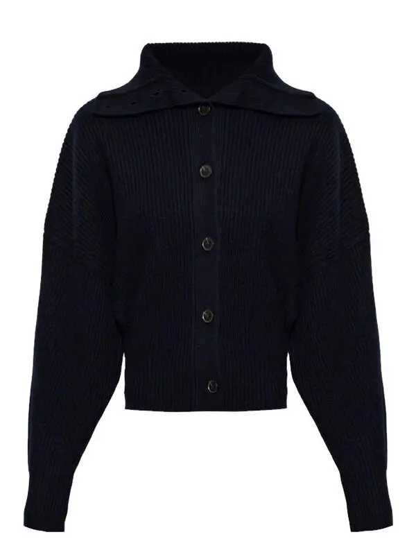 ALLSAINTS Caron Ribbed Button-up Cardigan - Navy