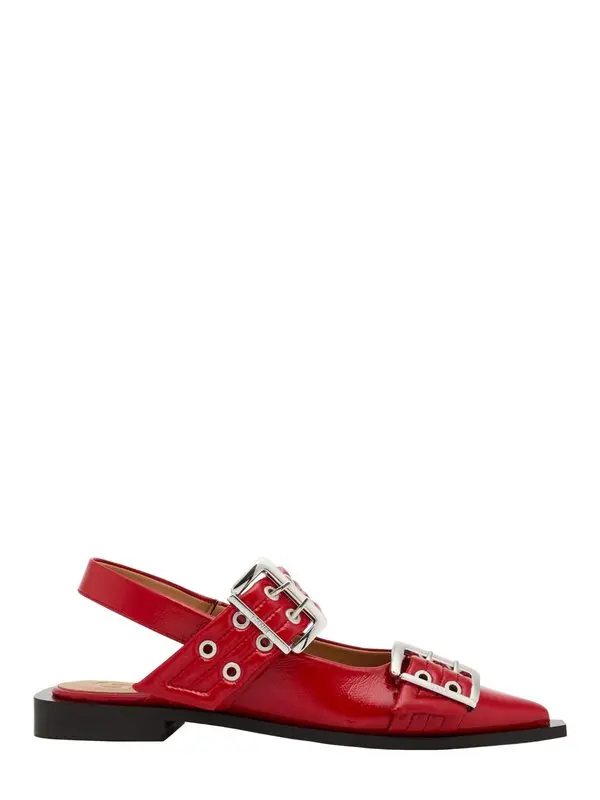 GANNI Glossy Backless Slip-on Shoes - Red