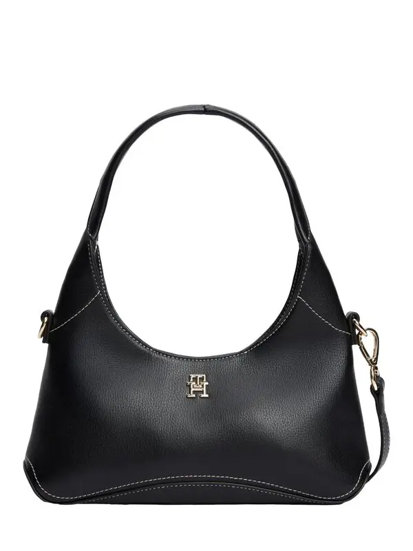 Tommy Hilfiger Textured Leather Underarm Bag - Black