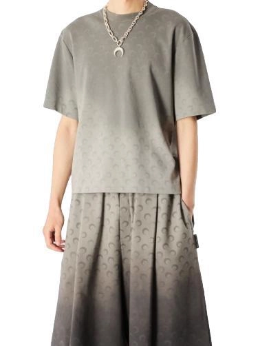 MARINE SERRE Loose-fit Crew-neck Short-sleeve Sports T-shirt - Gray