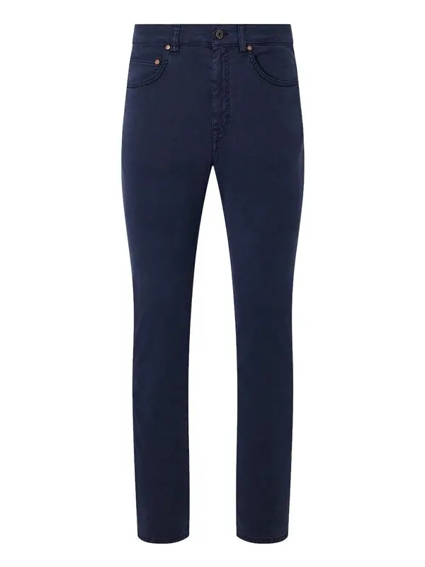 Boglioli Straight-leg Garment-dyed Cotton-blend Twill Trousers - Blue