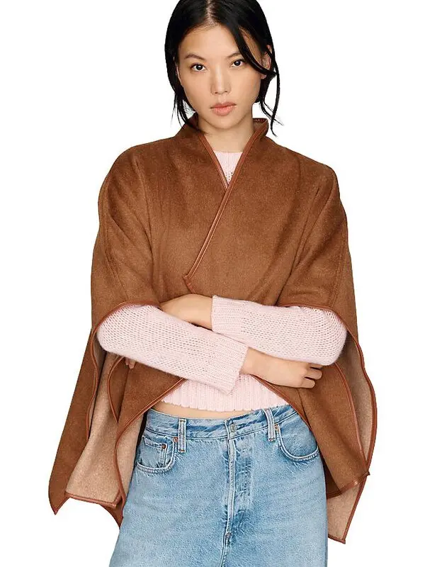 ROFFE Faux Suede Poncho - Camel