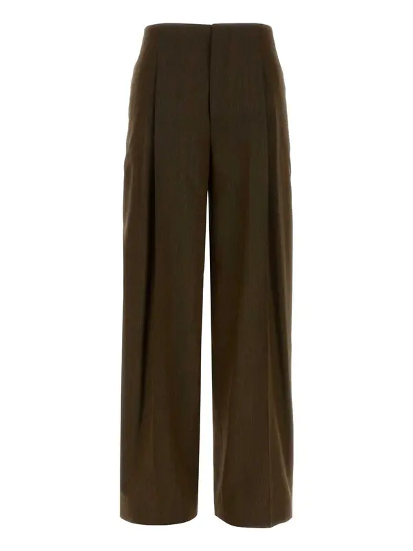 Alberta Ferretti Mud Twill Wide-leg Pant - Brown