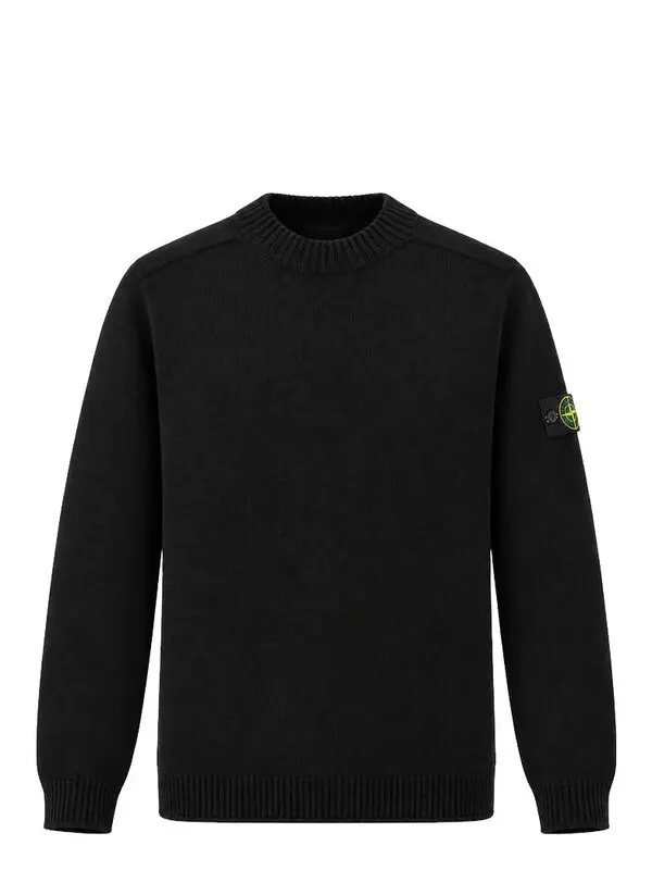 Stone Island Rws Felted Wool Sweater With Raglan Sleeves - Black