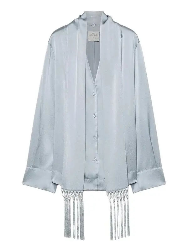 FORTE_FORTE Silk Satin Shirt With Scarf - Gray