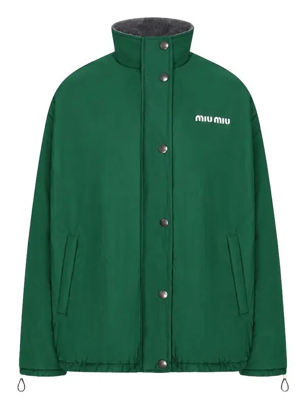 Miu Miu Wool Jacket With Logo On The Front - Multicolor