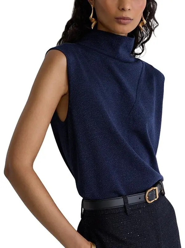 REISS Wool Blend Sparkle Top - Dark Blue