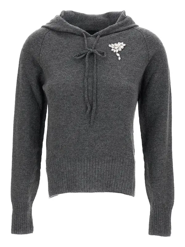 Simone Rocha Relaxed Cashmere Hoodie W/ Emb - Multicolor
