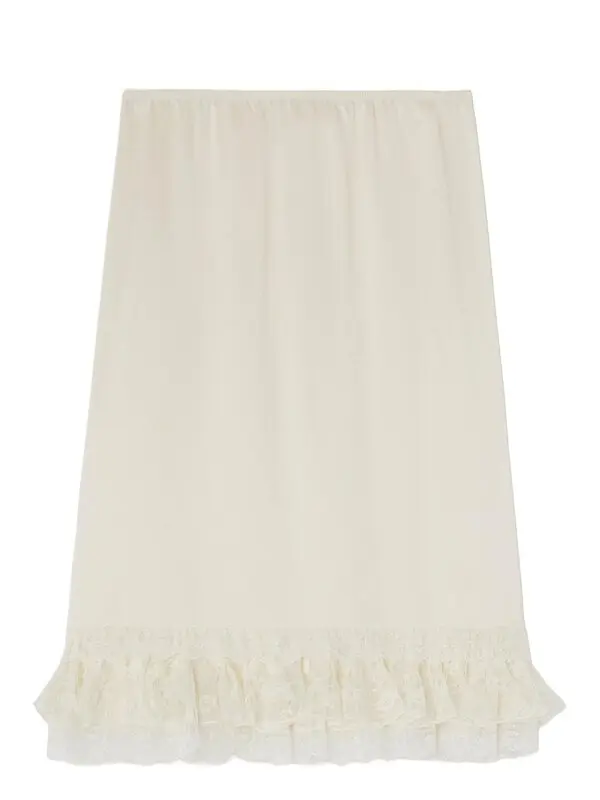 GANNI Fluid Satin Knee Length Frill Skirt - Multicolor