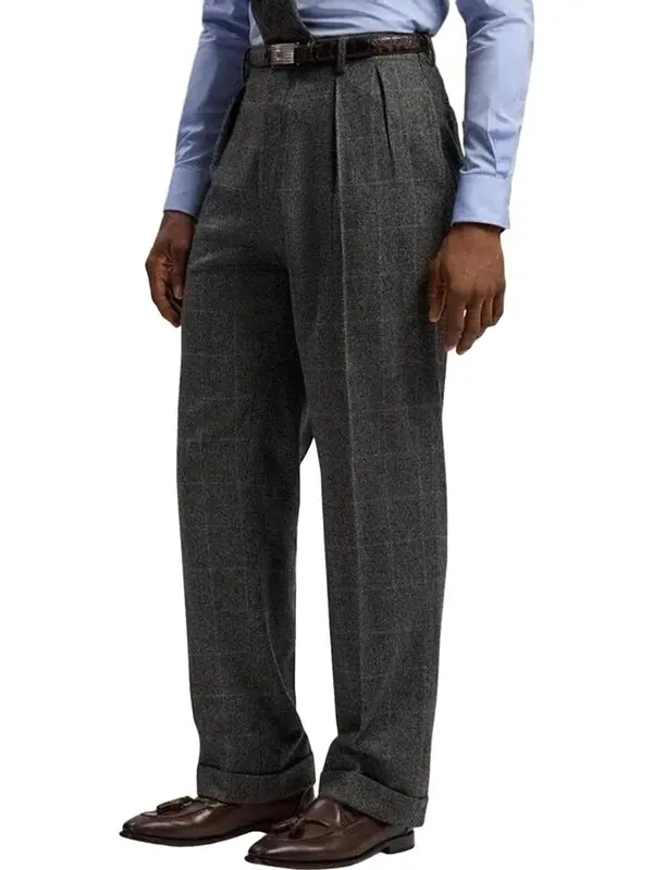 Ralph Lauren Purple Label Apos;s Glenn Hand-tailored Tick-weave Trousers - Grey