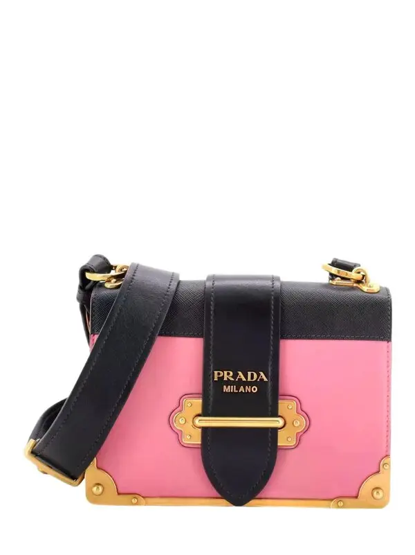 Prada Cahier Leather And Saffiano Leather Small Crossbody Bag - Pink