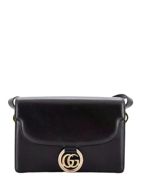 Gucci Gg Ring Shoulder Bag Leather Small Crossbody Bag - Black