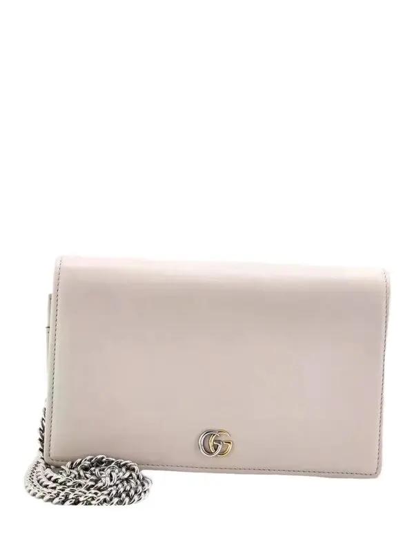 Gucci Petite Gg Marmont Chain Wallet Leather Mini Crossbody Bag - Grey