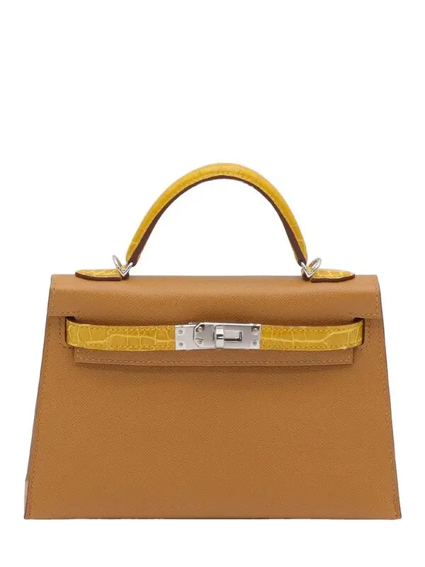 Hermès Mini Kelly Touch Sesame/jaune Ambre Madame/shiny Alligator Palladium Hardware - Brown