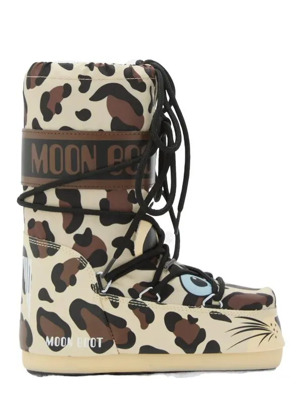 Moon Boot Print Lace-up Boots - Leopard