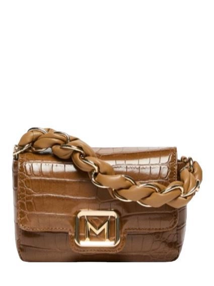 Marella Small Le Muse Bag In Croc-print Coated Fabric - Brown