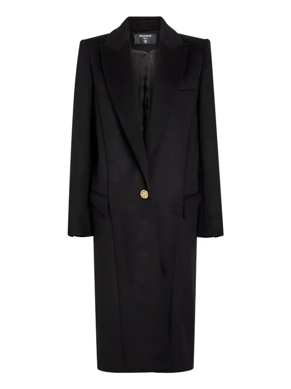 Balmain Wool Oversized-fit Overcoat - Black