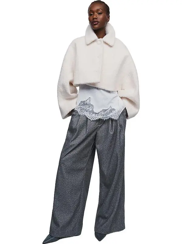Maeve Boxy Micro Coat Jacket - Ivory