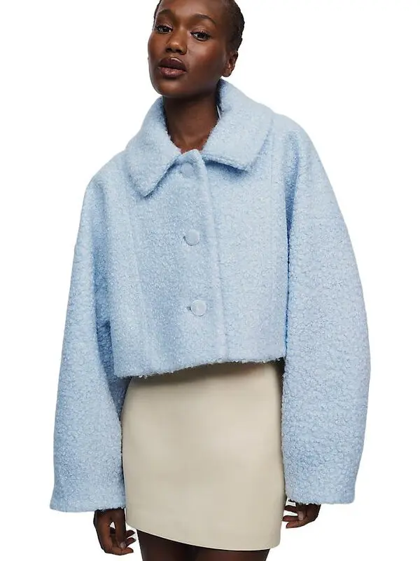 Maeve Boxy Micro Coat Jacket - Sky