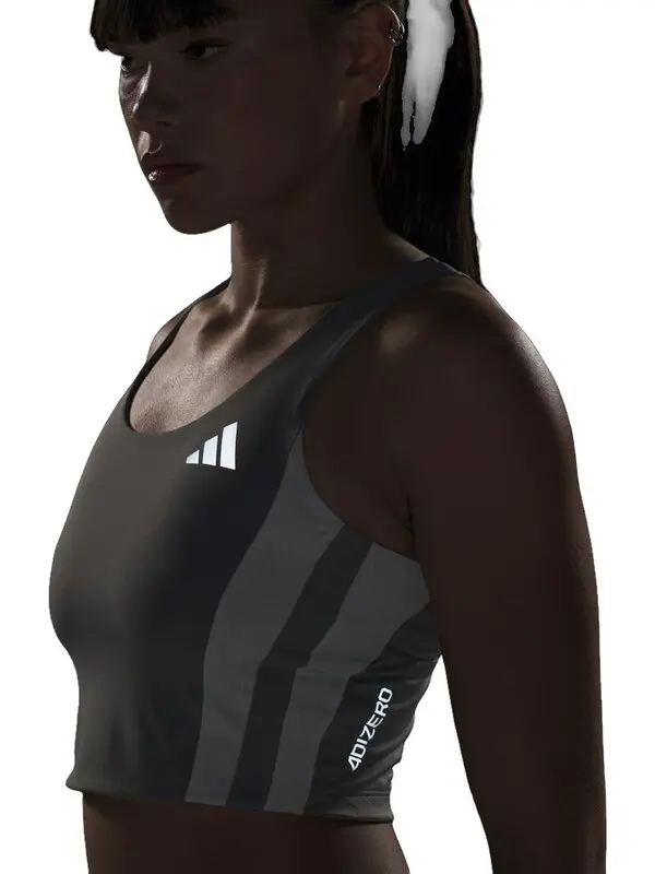 Adidas Adizero Archive Running Chicago Graphic Crop Top Grey - Grey Three