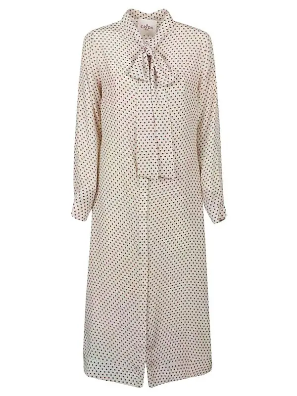 CRIDA MILANO Alba Polka-dot Silk Midi Dress - Neutrals
