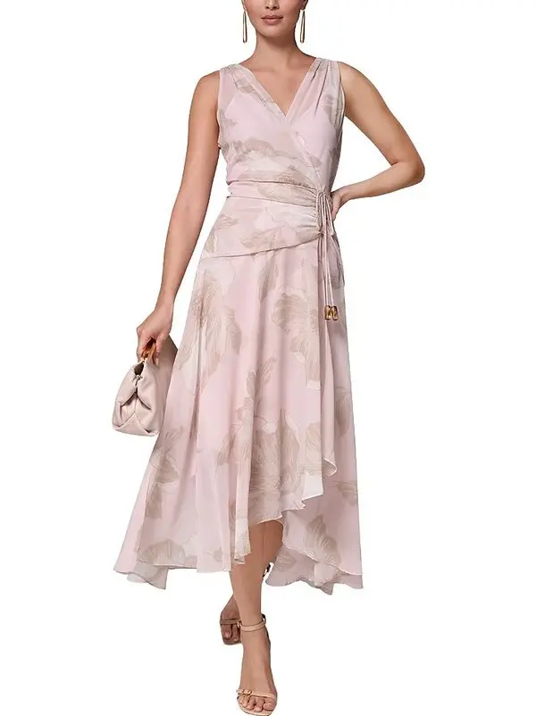 Donna Karan New York Faux Wrap Chiffon Midi Dress - Soft Lilac