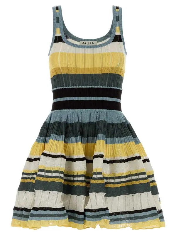 Alaïa Embroidered Viscose Mini Dress - Stripped