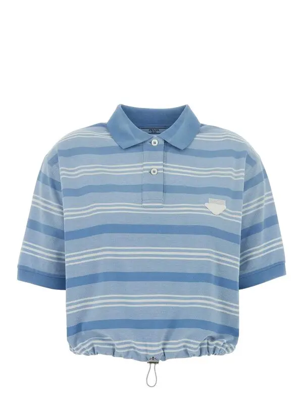 Prada Embroidered Piquet Polo Shirt For - Stripped
