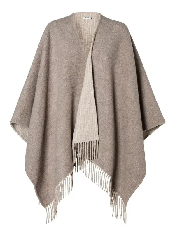 Fendi Ff Wool And Cashmere Poncho - Multicolor