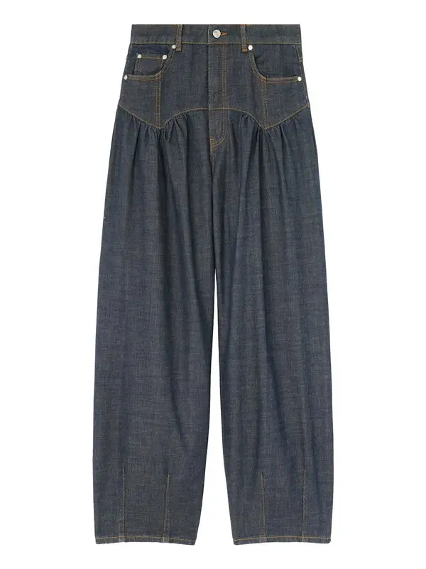 GANNI Slub Denim Corset Jeans - Multicolor