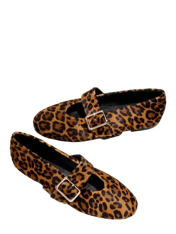 Yosi Samra Danvers Leather Mary Jane Flat - Leopard