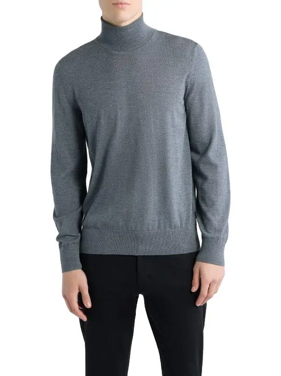BOSS Musso Virgin Wool Turtleneck Sweater - Medium Grey