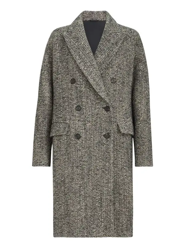 Brunello Cucinelli Wool-blend Herringbone Coat - Beige